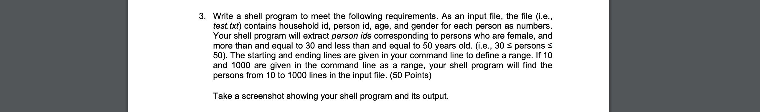 Solved 3. Write a shell program to meet the following | Chegg.com