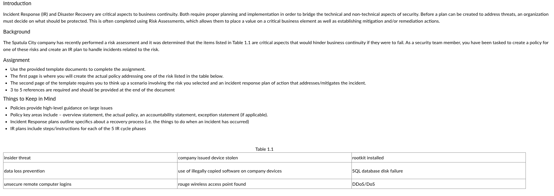 Solved CIT 285 - ﻿Lab #10: Policy and IR planSpatula City100 | Chegg.com