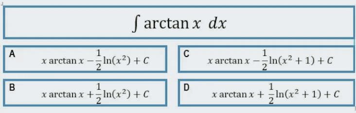 Solved S arctan x dx A C x arctan x In(x2)+C ) 1 2 x arctan | Chegg.com
