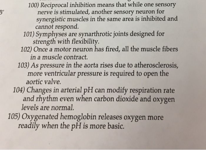 Solved 100) Reciprocal inhibition means that while one | Chegg.com