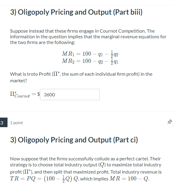Solved 3) Oligopoly Pricing and Output Suppose there is a | Chegg.com