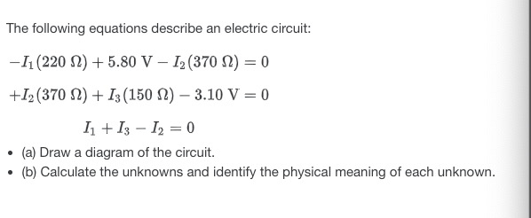 Solved The following equations describe an electric circuit: | Chegg.com