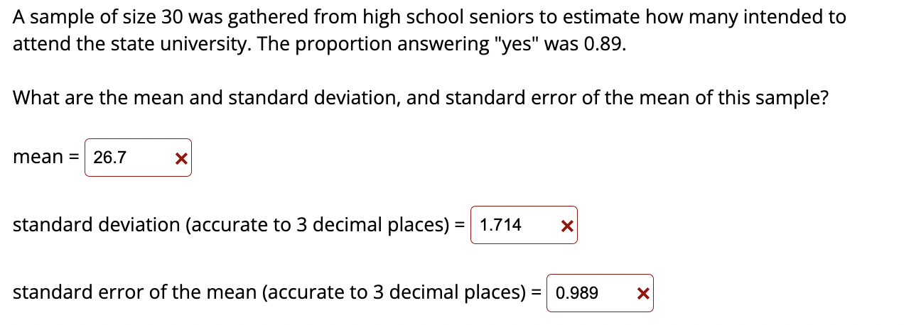 Solved A sample of size 30 was gathered from high school | Chegg.com