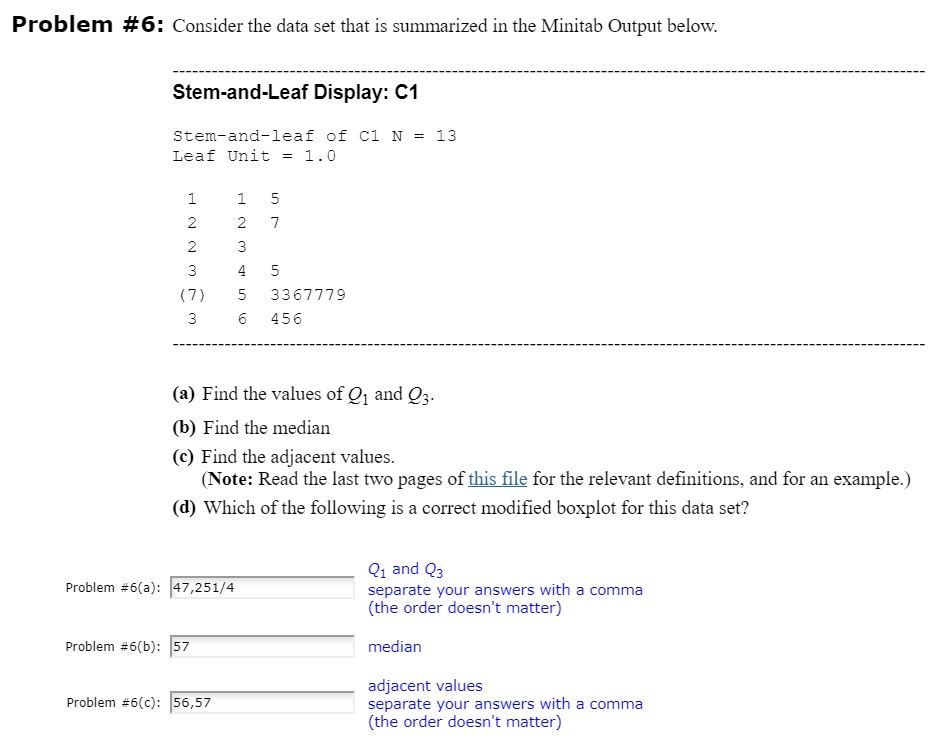 Solved Problem #6: Consider the data set that is summarized | Chegg.com