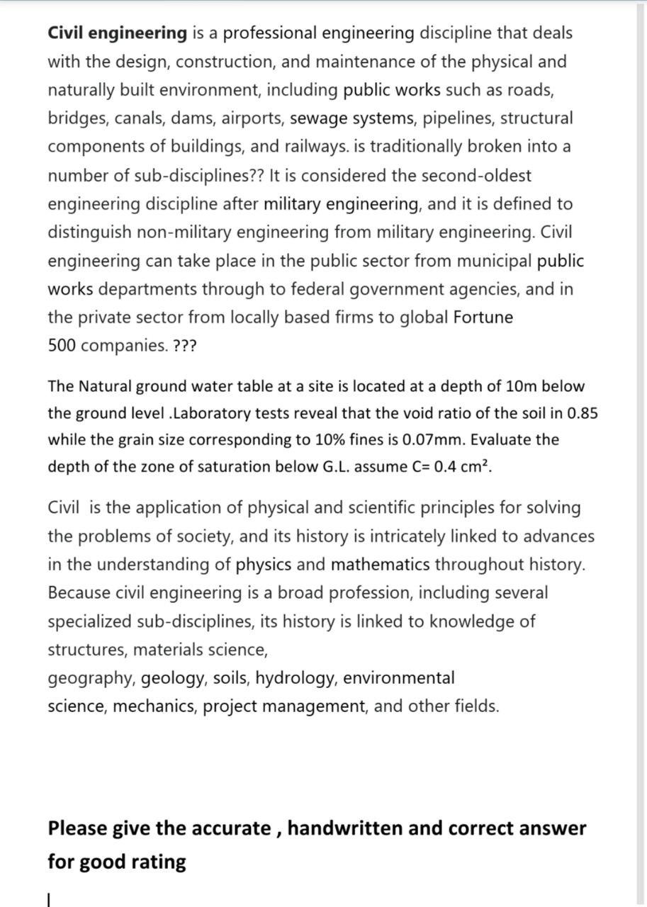 Solved Civil engineering is a professional engineering | Chegg.com