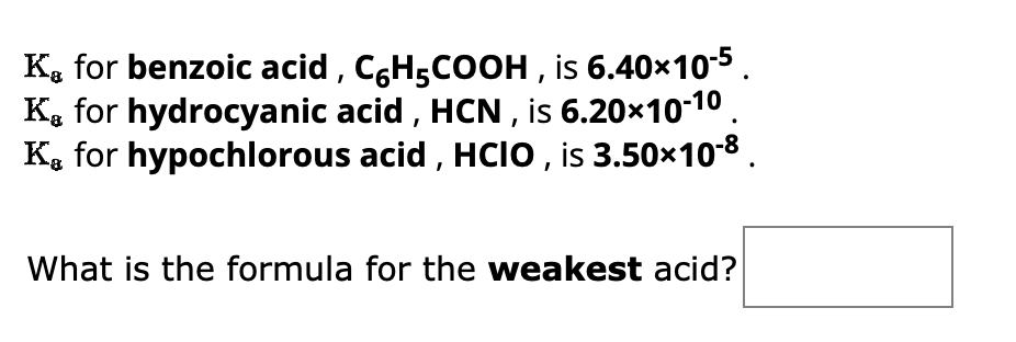 Solved Ka for nitrous acid, HNO2, is 4.00×10−4. Ka for | Chegg.com