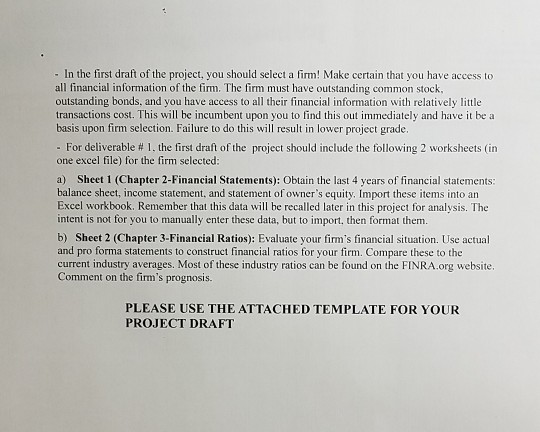 - In the first draft of the project, you should | Chegg.com