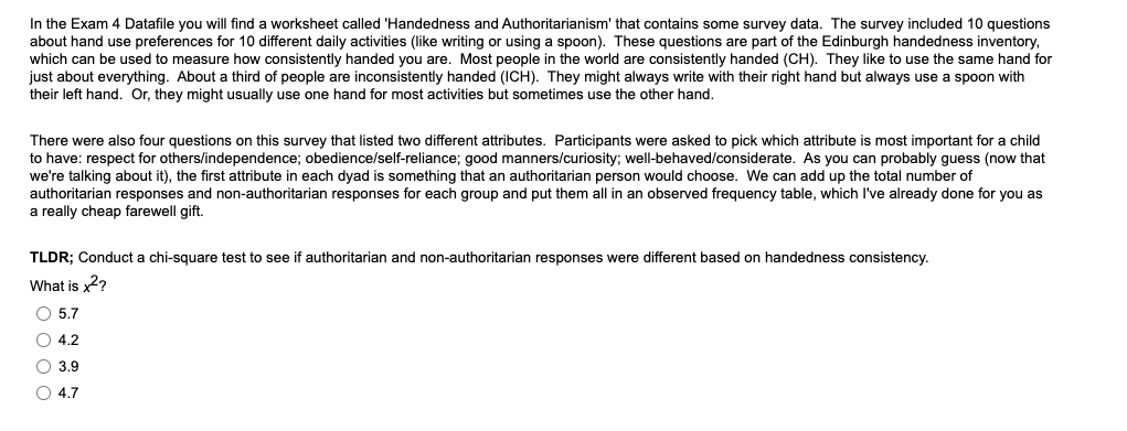 Solved In the Exam 4 Datafile you will find a worksheet | Chegg.com