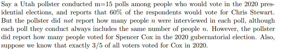 Solved Say a Utah pollster conducted m=15 polls among people | Chegg.com