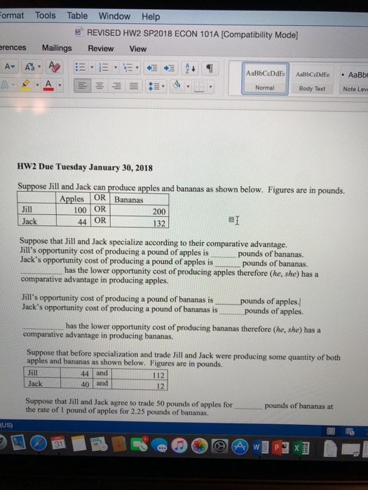 Solved ormat Tools Table Window Help REVISED HW2 SP2018 ECON | Chegg.com