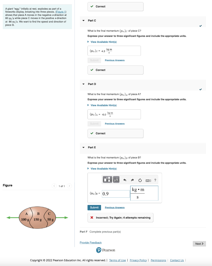 Solved A giant "egg," initially at rest, explodes as part of | Chegg.com