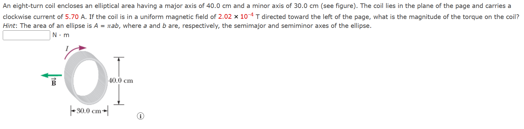 Solved An eight-turn coil encloses an elliptical area having | Chegg.com