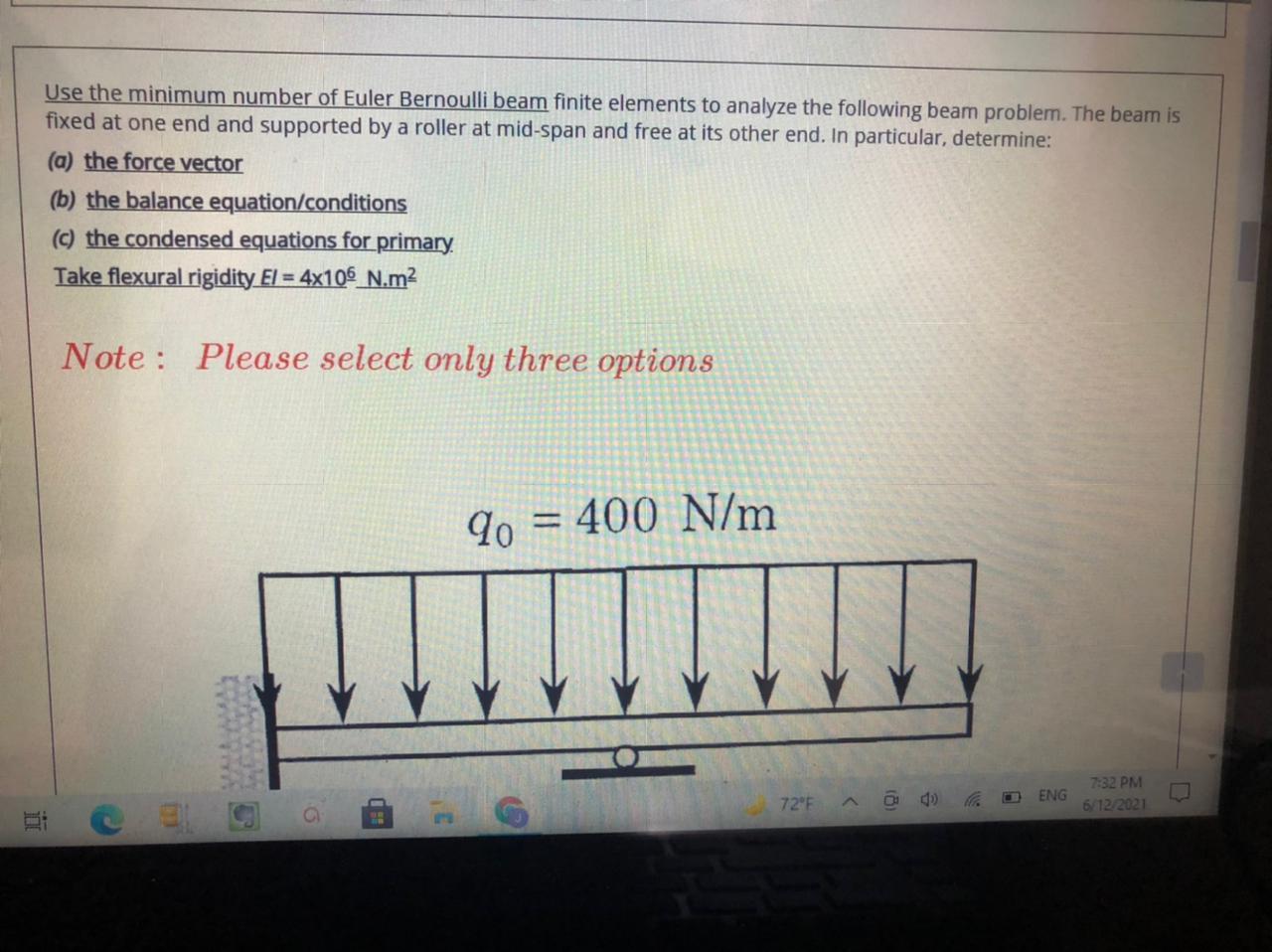 Solved Use the minimum number of Euler Bernoulli beam finite | Chegg.com