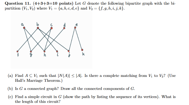 Solved Question 11. (4+3+3=10 points) Let G denote the | Chegg.com