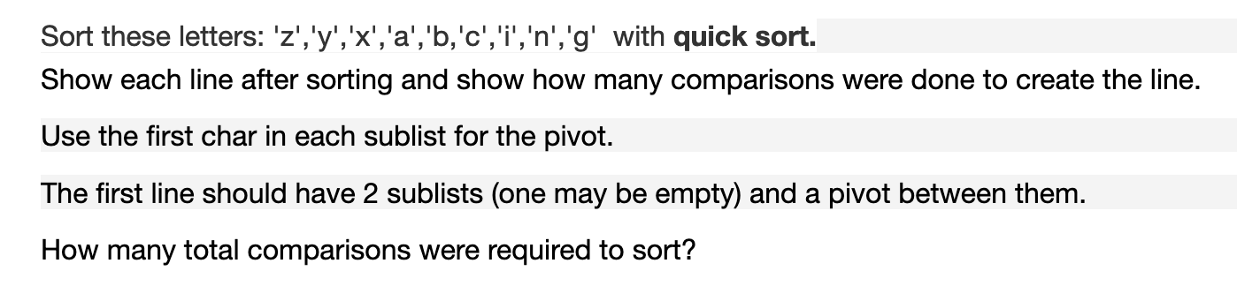 Solved Sort these letters: 'z','y','x', 'a','b, | Chegg.com