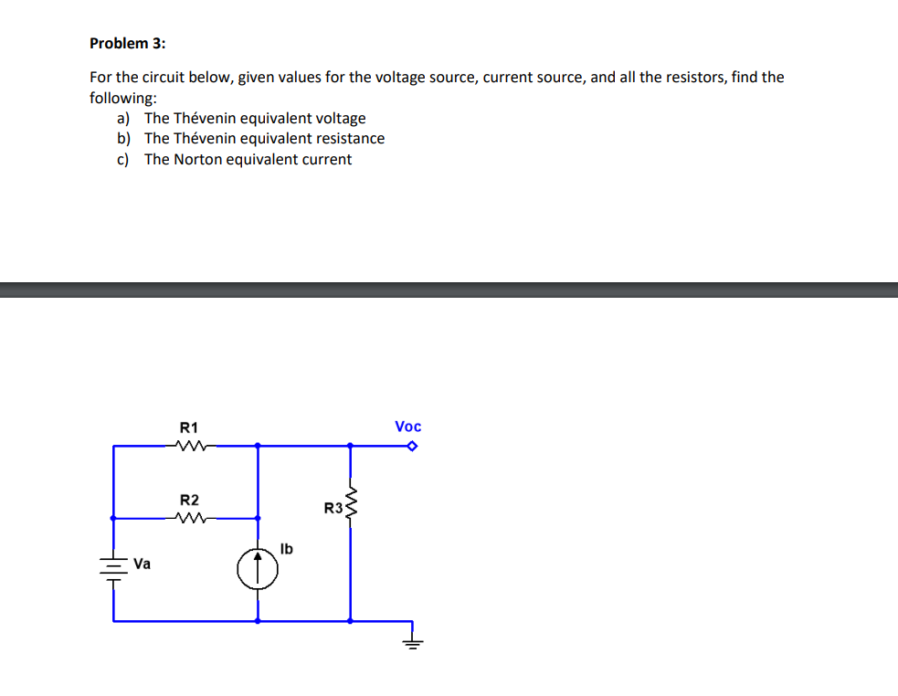 Solved For the circuit below, given values for the voltage | Chegg.com