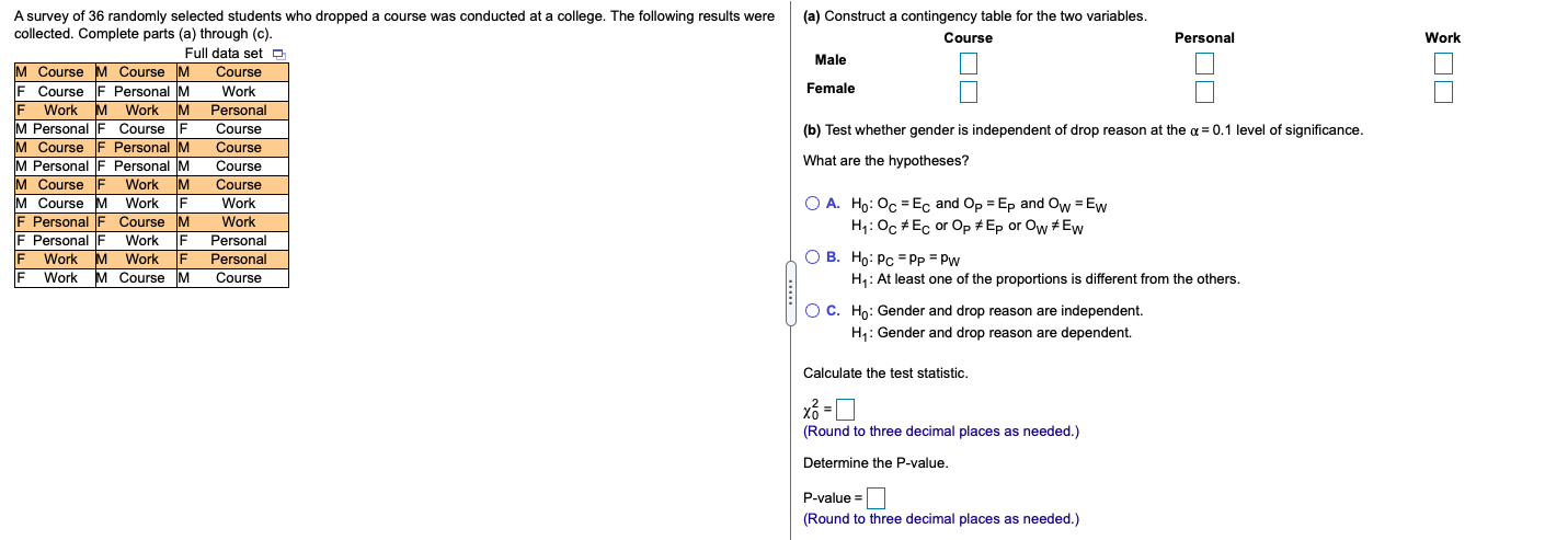 Solved (a) Construct a contingency table for the two | Chegg.com