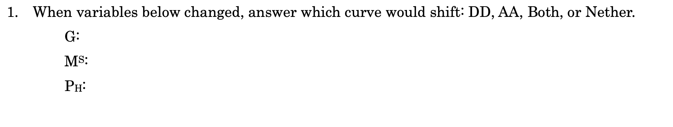 Solved When variables below changed, answer which curve | Chegg.com
