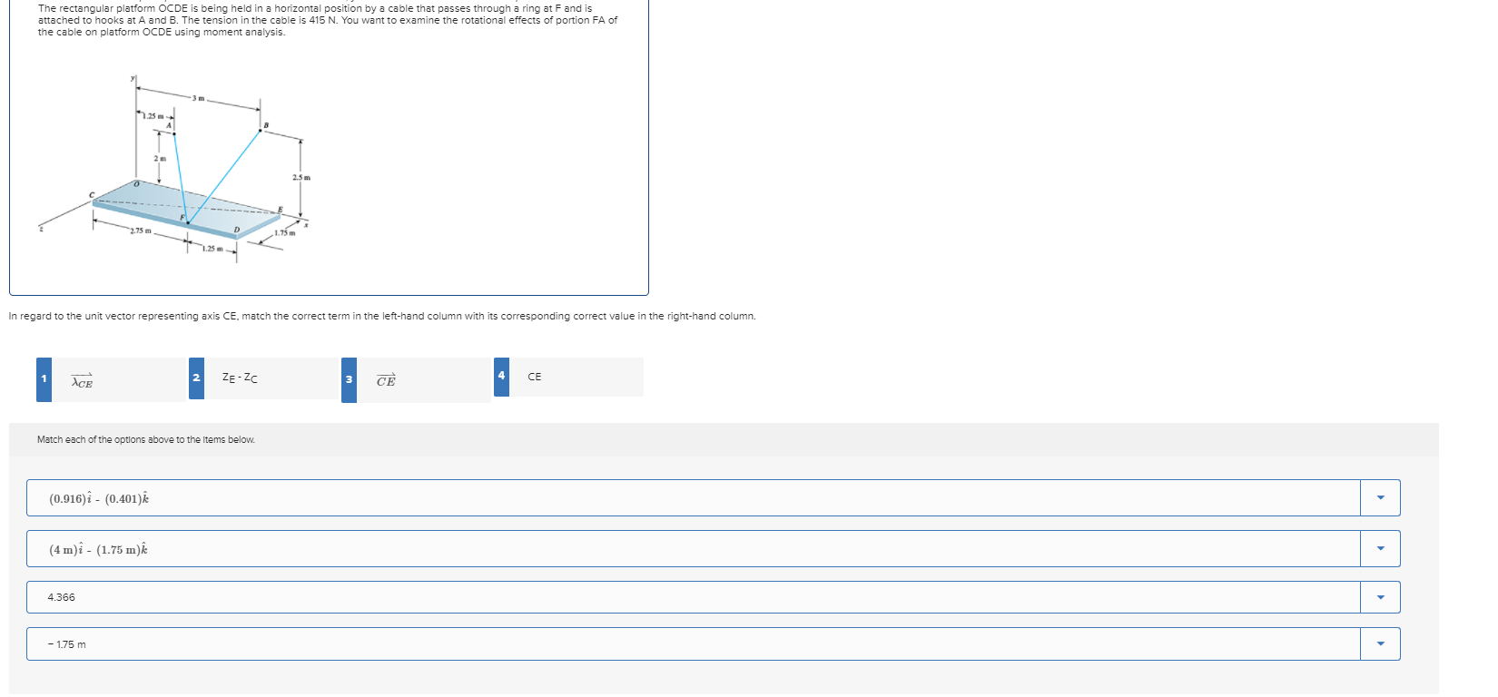 Solved The rectangular platform OCDE is being held in a | Chegg.com