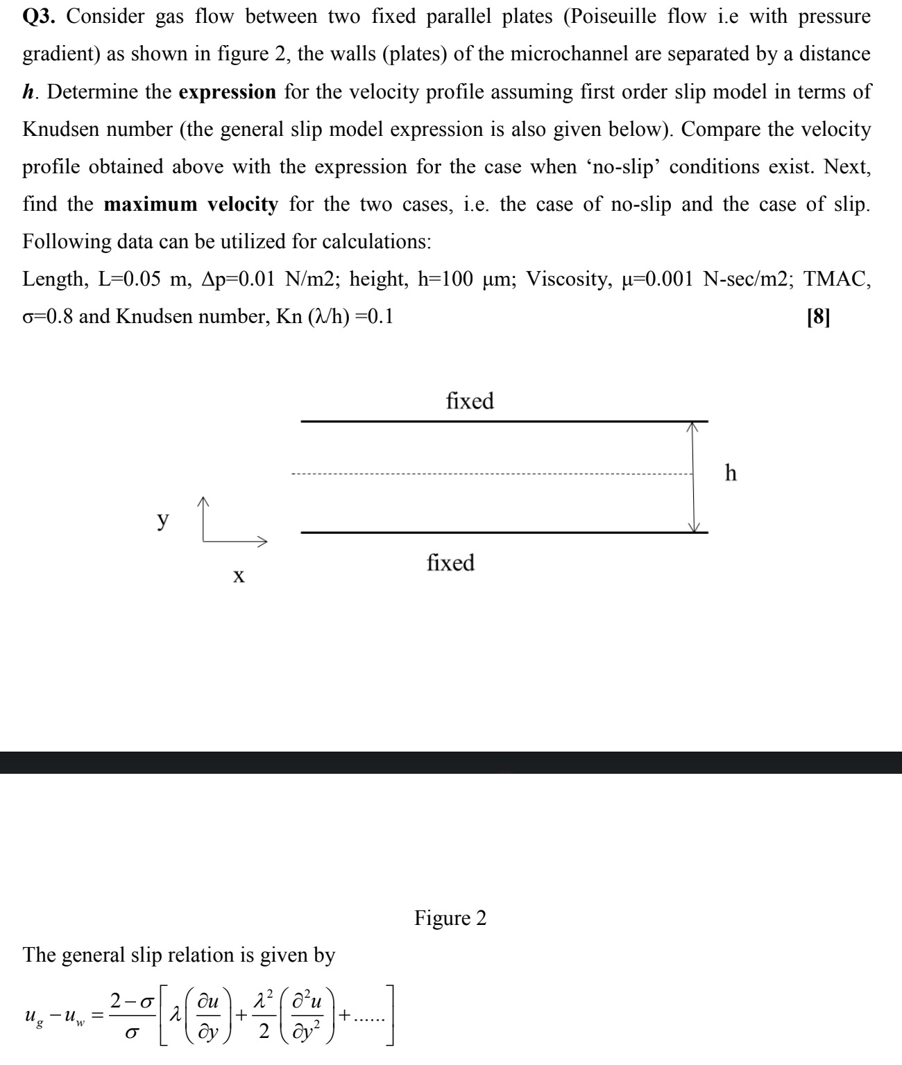 Solved Q3. ﻿Consider gas flow between two fixed parallel | Chegg.com