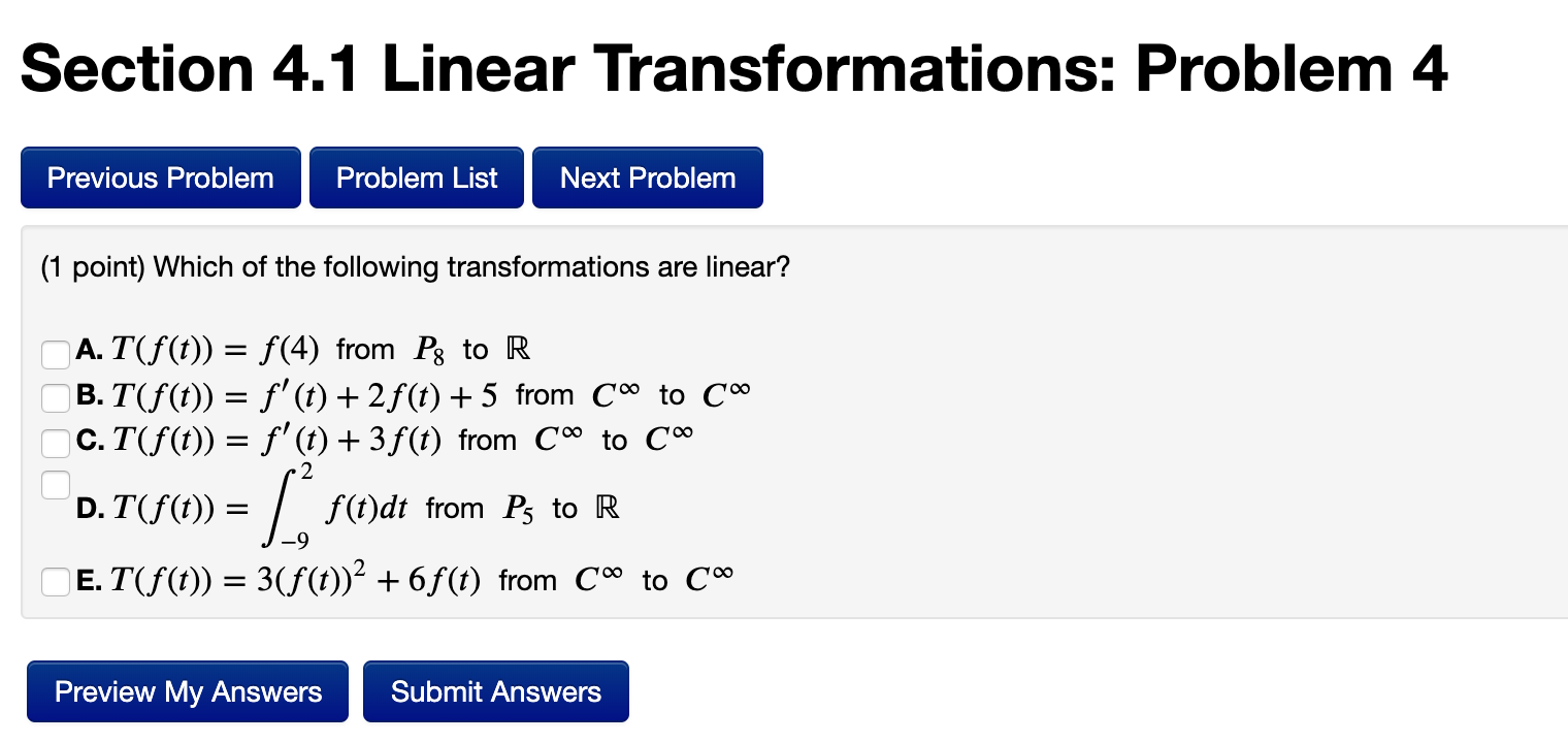 Solved Section 4 1 Linear Transformations Problem 4