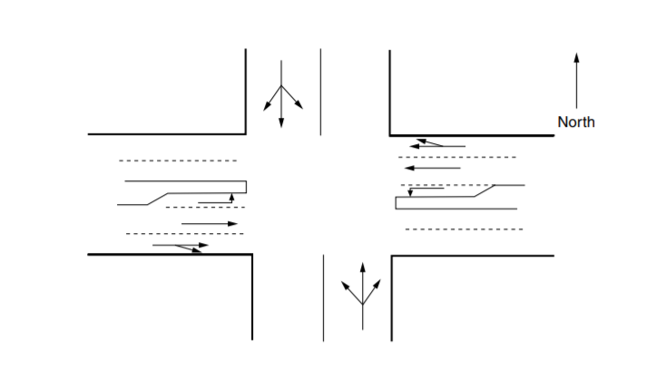 Solved 4.21 The intersection shown below has the following | Chegg.com