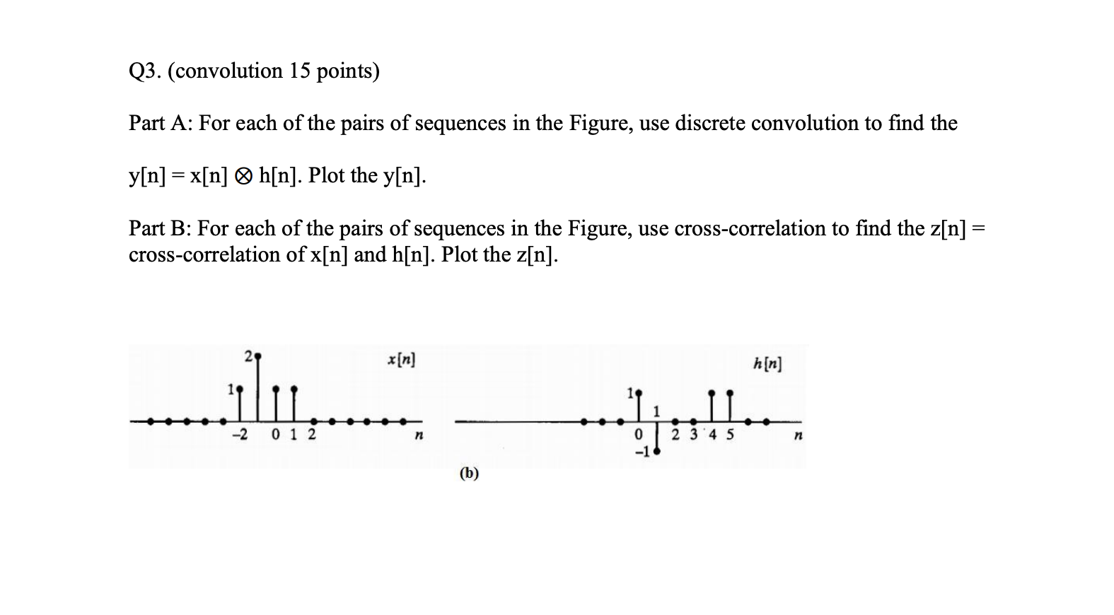 Solved Q3. (convolution 15 points) Part A: For each of the | Chegg.com