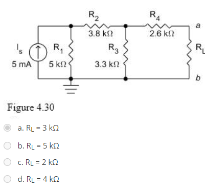 Solved What is the load resistance value RL across a and b | Chegg.com