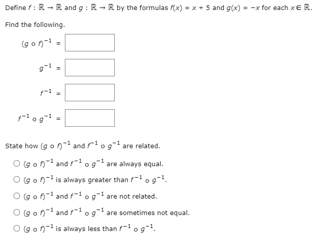 Solved Define f: R - R and g: R - R by the formulas f(x) = x | Chegg.com