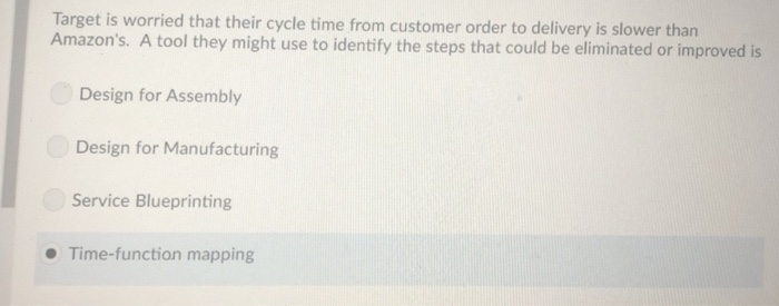 Solved Target is worried that their cycle time from customer | Chegg.com