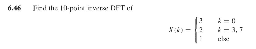 Solved 646 Find The 10 Point Inverse Dft Of Xk F K0