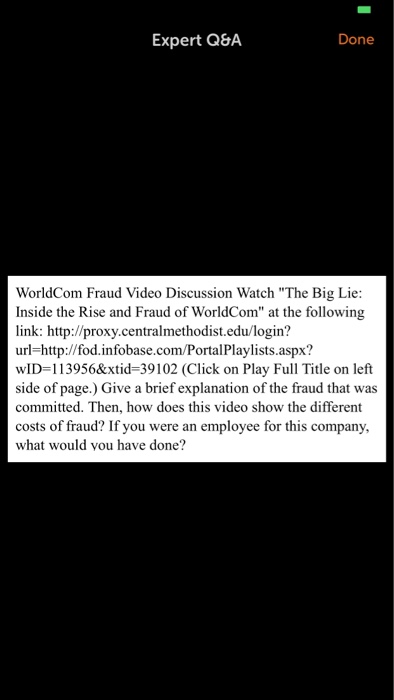 Solved Expert Q8A Done WorldCom Fraud Video Discussion Watch | Chegg.com Solved Expert Q8A Done WorldCom Fraud Video Discussion Watch | Chegg.com