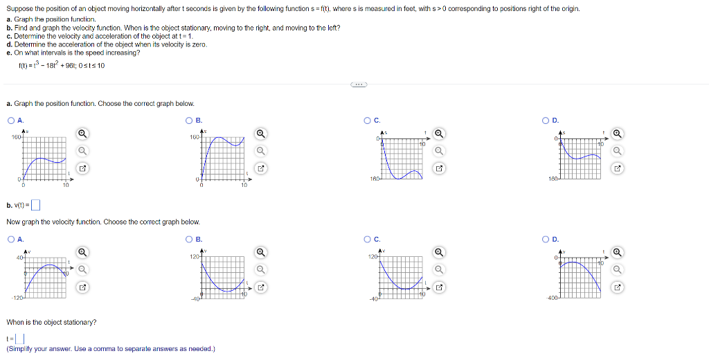 Solved Suppose the position of an object moving horizontally | Chegg.com