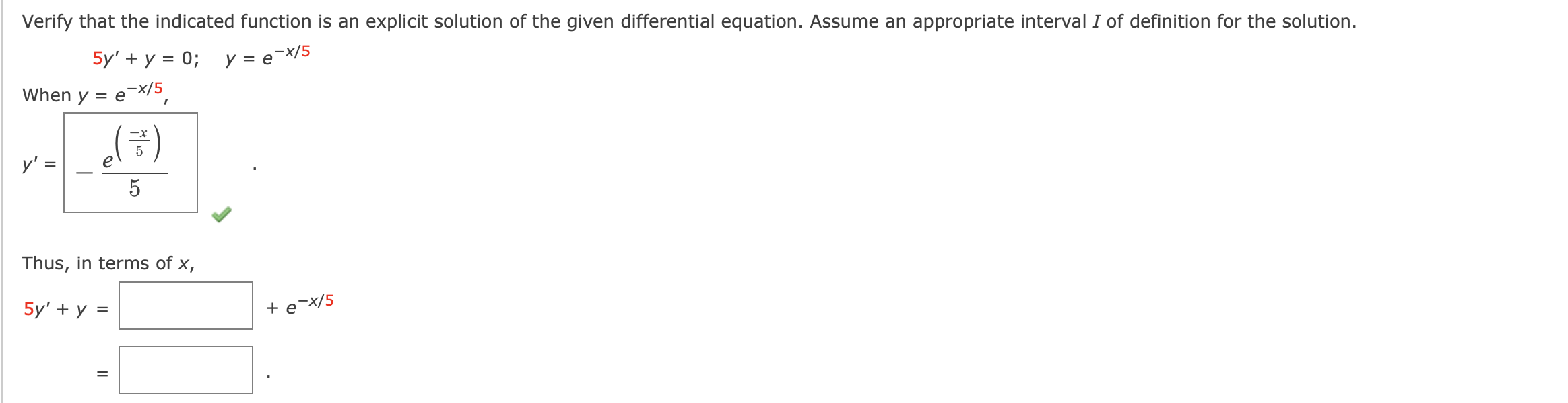 Solved Verify that the indicated function is an explicit | Chegg.com