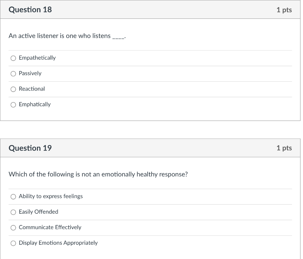 Solved Question 18 1 pts An active listener is one who | Chegg.com
