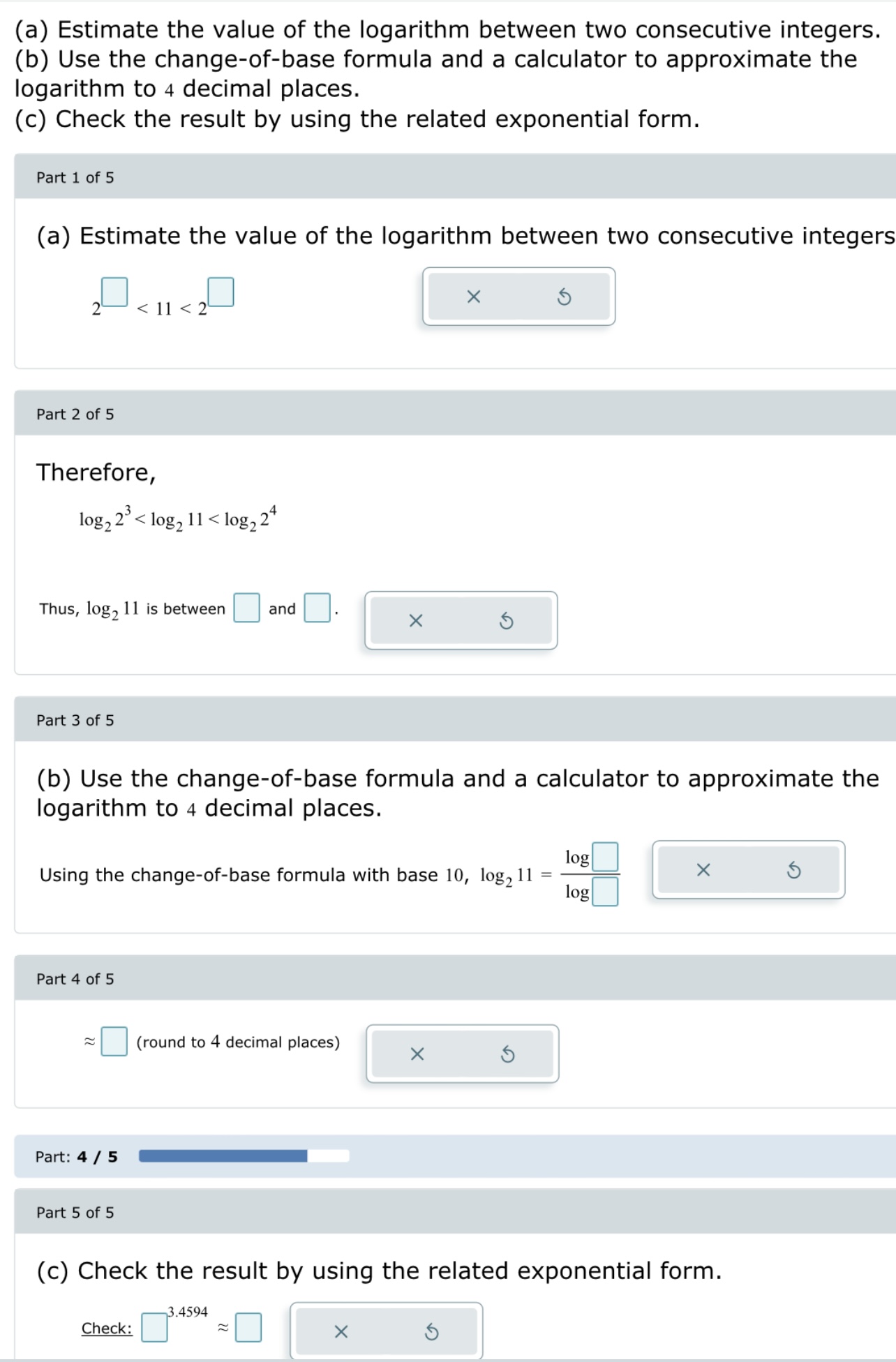 (a) Estimate the value of the logarithm between two | Chegg.com