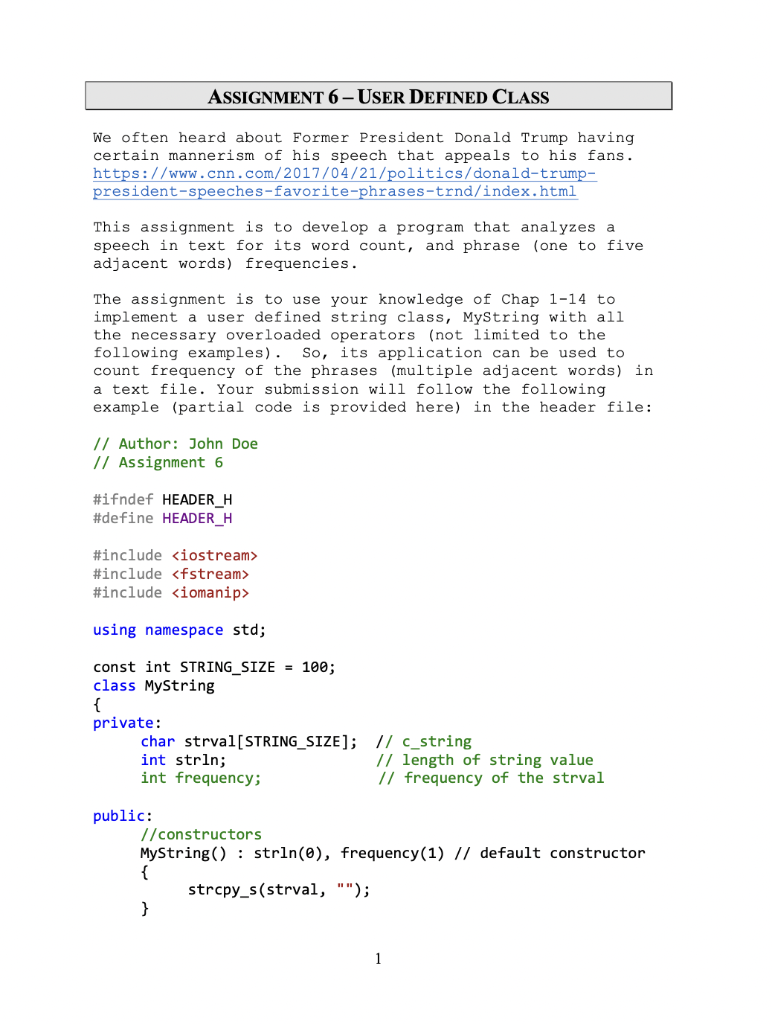 ASSIGNMENT 6-USER DEFINED CLASS We often heard about | Chegg.com
