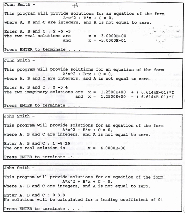 Solved Solutions to the quadratic equation Ax2 +Bx + C-: 0 | Chegg.com