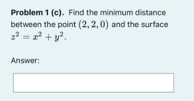 Solved Problem 1 (c). Find the minimum distance between the | Chegg.com