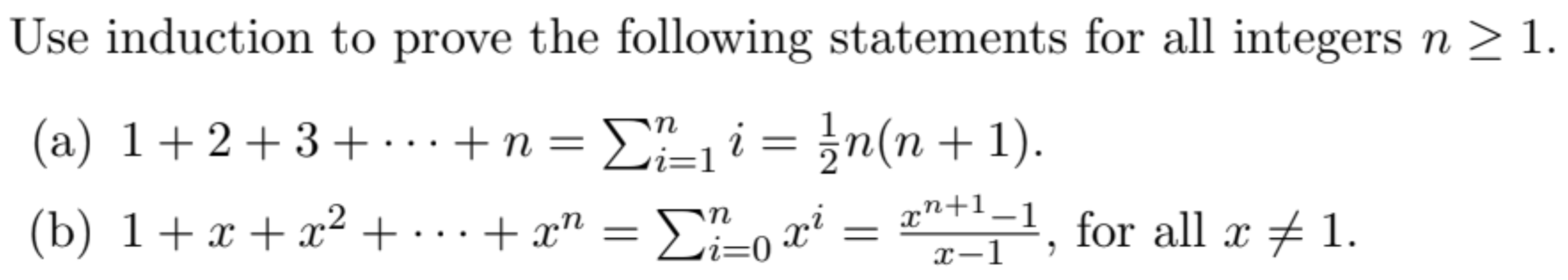 Solved Use induction to prove the following statements for | Chegg.com