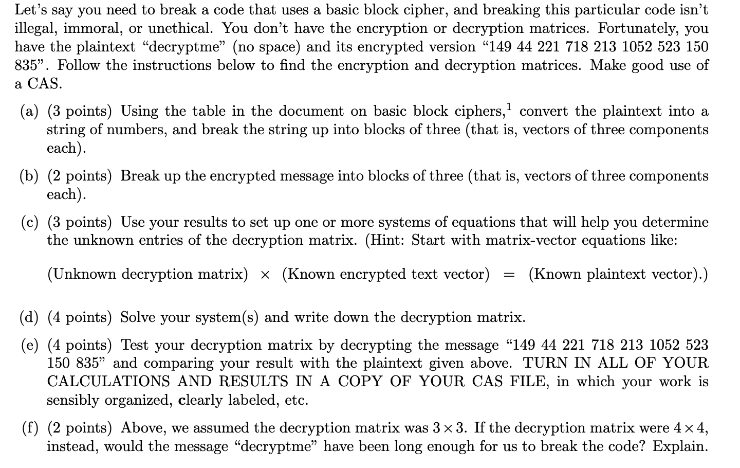 Solved Let's say you need to break a code that uses a basic | Chegg.com