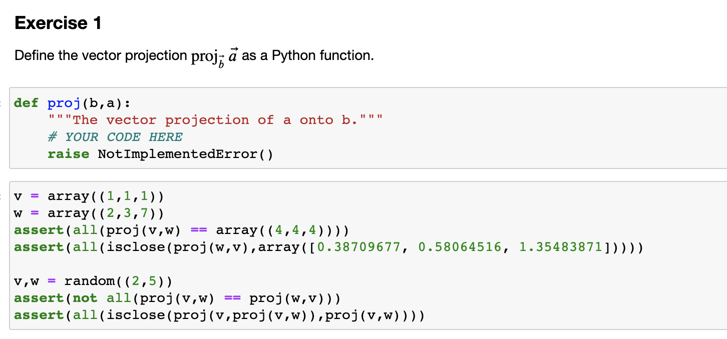 Solved Exercise 1 Define the vector projection proj;ā as a | Chegg.com