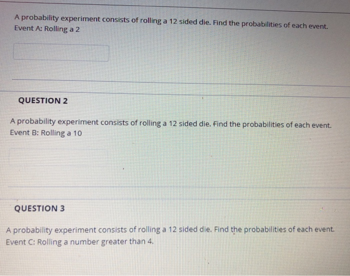 Solved A probability experiment consists of rolling a 12 | Chegg.com