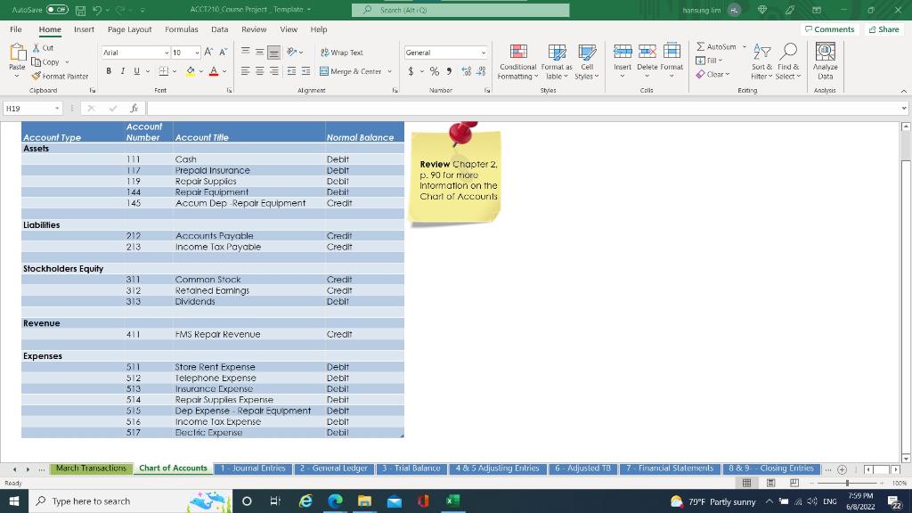 Solved AutoSave CFF ACCT210 Course Project Template File | Chegg.com
