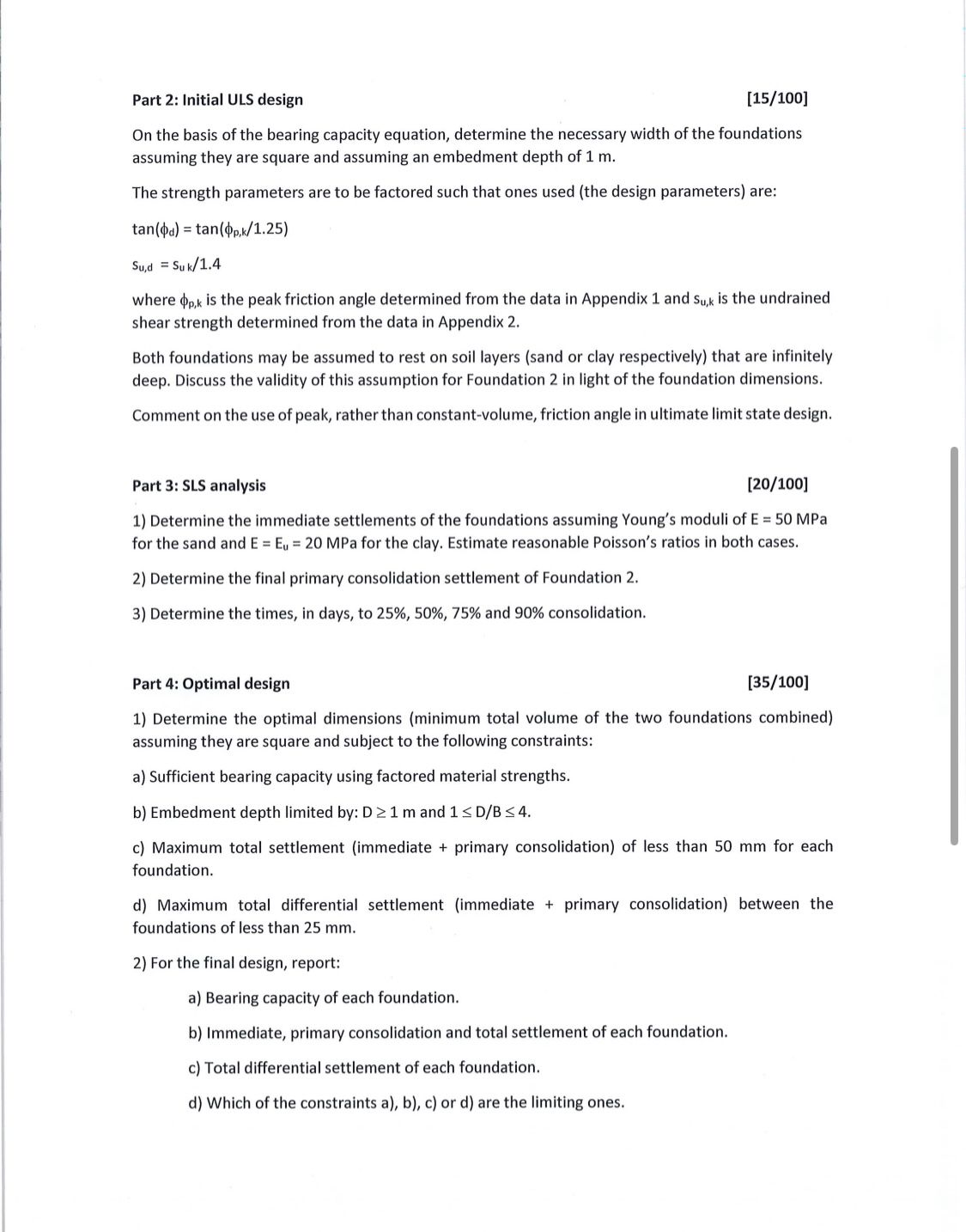 Solved Part 2: Initial ULS design [15/100] On the basis of | Chegg.com