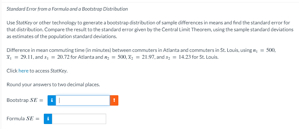Solved Standard Error From A Formula And A Bootstrap