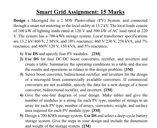 [Solved]: Design a Microgrid for a 2 MW Photovoltaic (PV) Sy