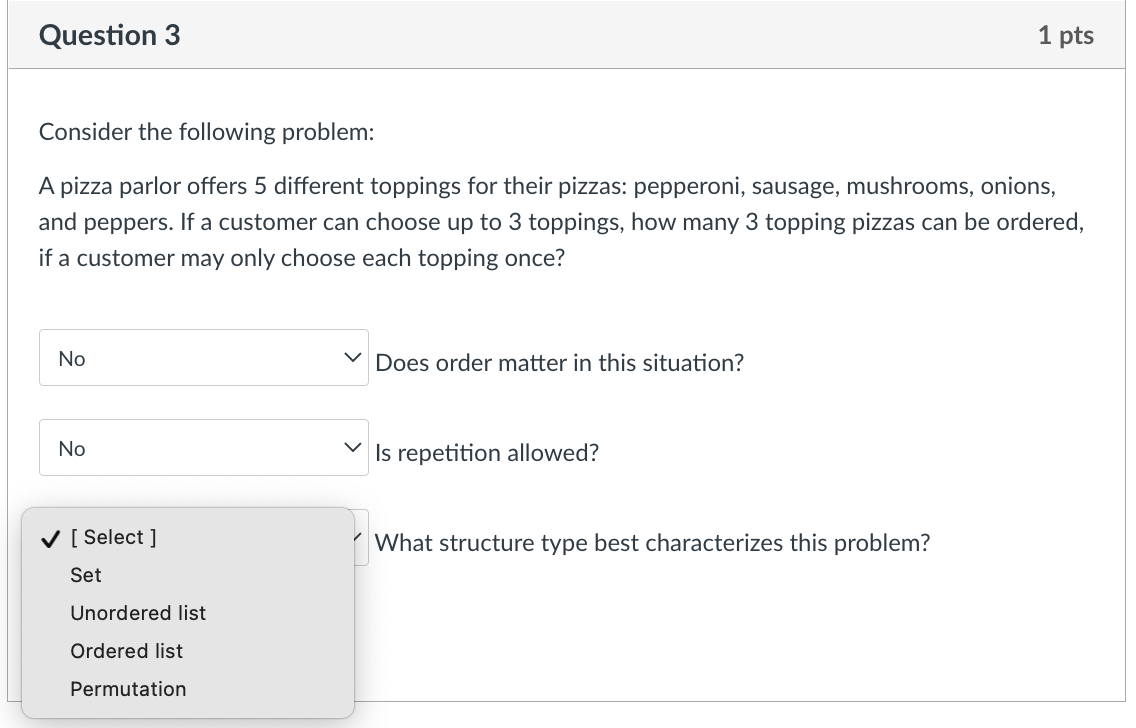 Solved Consider the following problem: A pizza parlor offers | Chegg.com