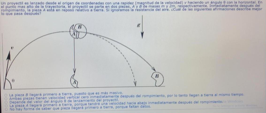 Un proyectil es lanzado desde el origen de | Chegg.com