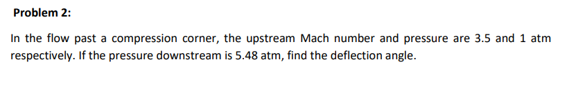 Solved Problem 2: In the flow past a compression corner, the | Chegg.com
